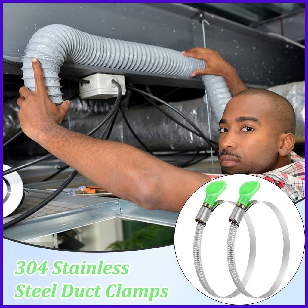 Dryer Vent Hose Clamp 2X Stainless Steel Air Ducting Clamp Adjustable ...