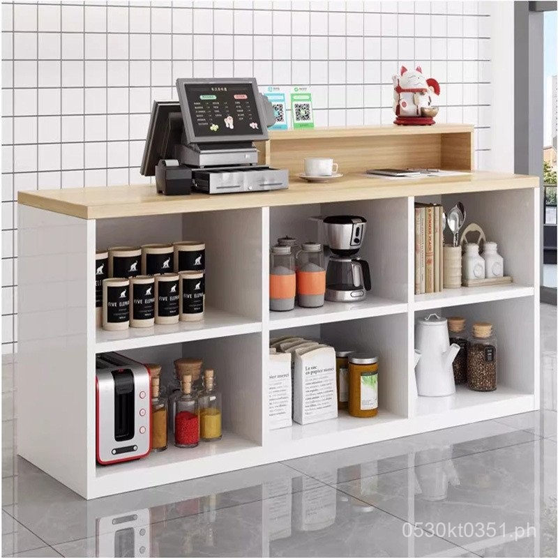 Solid Wood Commercial Front Desk Table Shop Counter Cashier Desk ...