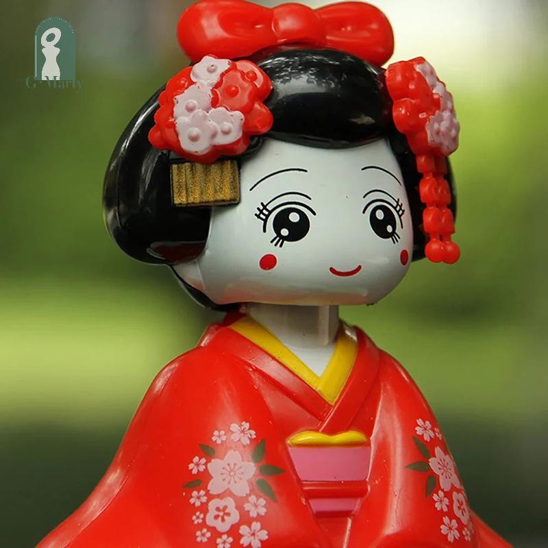 GMARTY Solar Powered Japanese-Style Doll Car Ornament Kimono Girl ...