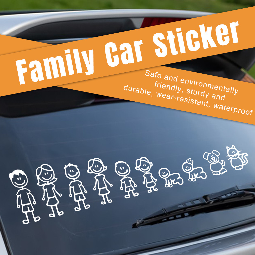 Family Car Sticker Unique Cute White Bumper Window Accessories Exterior ...