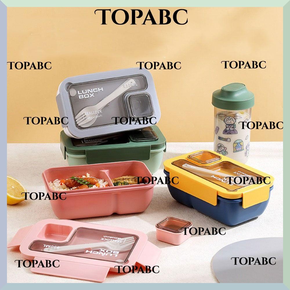 TOPABC Portable Lunch Box, Portable Simple Lunch Box with Cutlery ...
