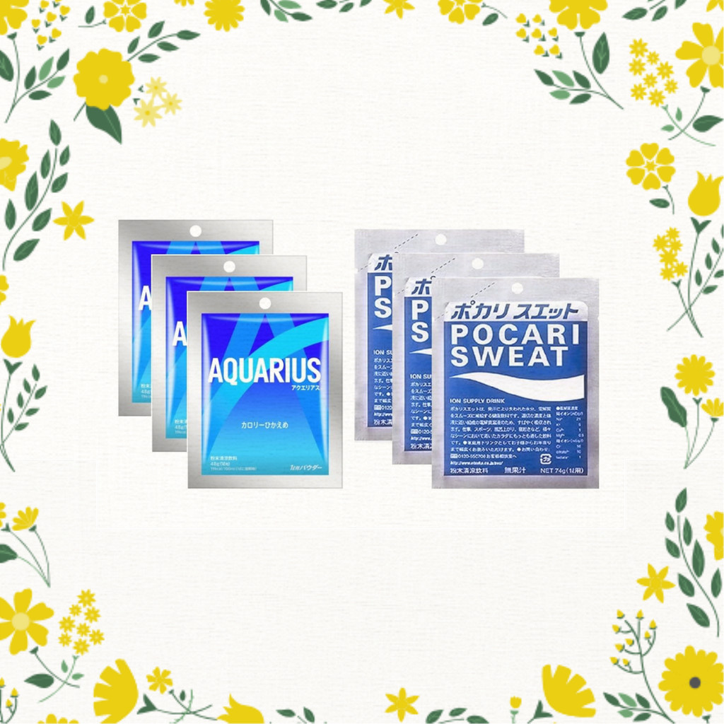 【From Japan】Aquarius Powder 48g x 3 bags + Pocari Sweat Powder 74g x 3 ...