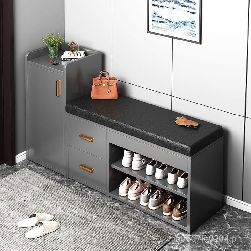 Integrated Seating Narrow Entryway Storage Light Luxury Shoe Cabinet ...