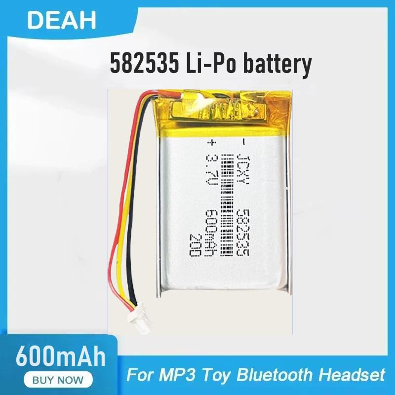 1-2PCS 582535 602535 3.7V 600mAh Rechargeable Lithium Polymer Battery ...