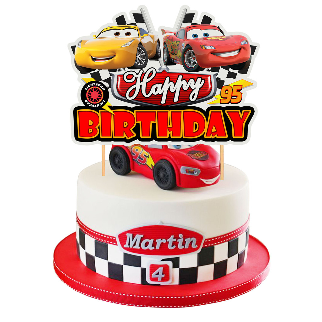 1/12/13 Pcs Cars Mcqueen Birthday Party Cake Topper Set – Big Cake ...