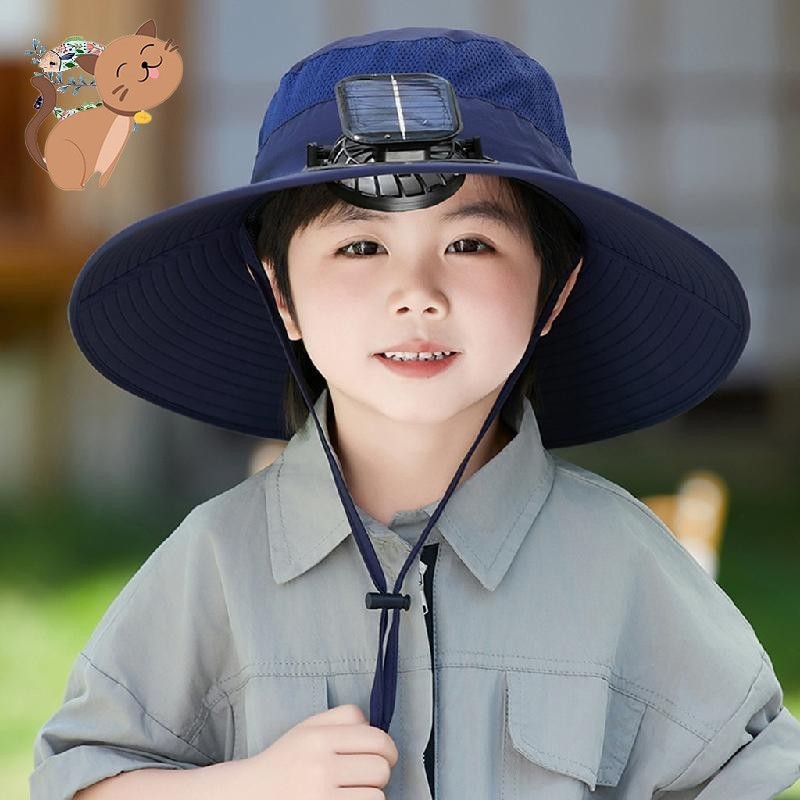Wide Brim Solar Fan Hat for Kids,Cooling Fan Hats for Kids, Solar ...