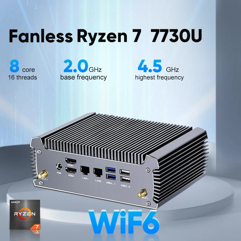 Fanless Amd Mini Pc Fu02 Ryzen 7 7730u 5800u Gaming Mini Computer ...