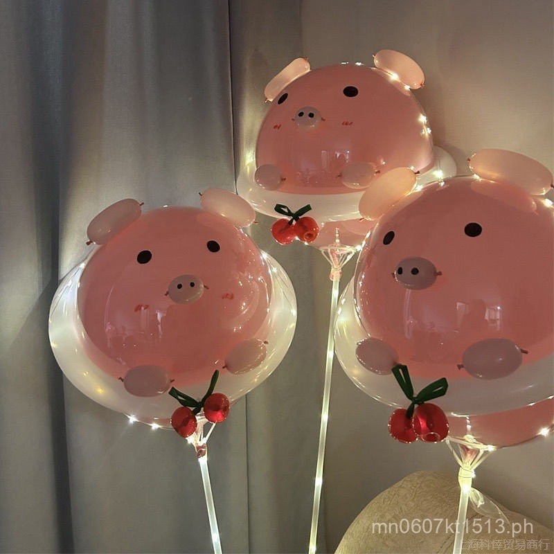 Street Vendor Famous Glow Wholesale Pink Pig Balloon Materials Pig Head ...