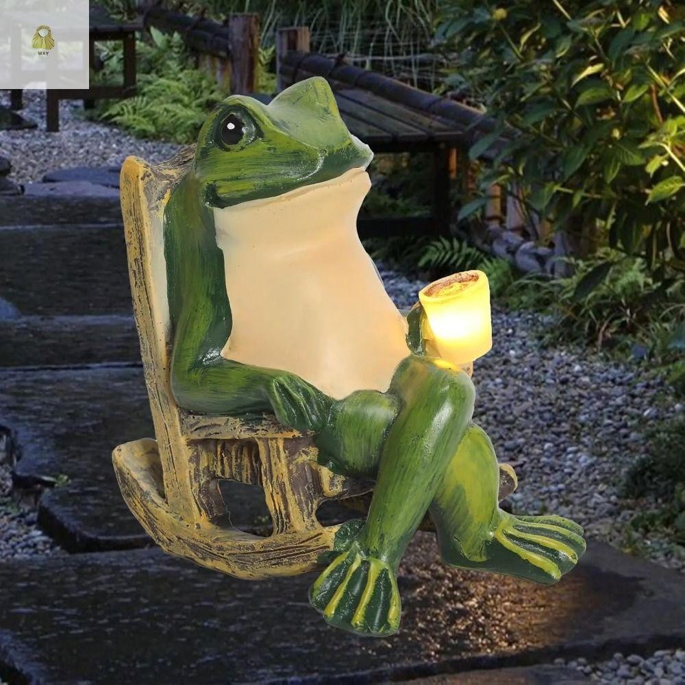 WAY Solar Powered Frog Night Light, Waterproof Mini Rocking Chair Frog ...