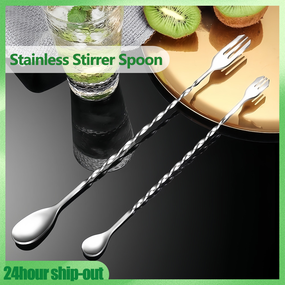 Stainless Stirrer Spoon Cocktail Stirring Spoon Milk Tea Juice Stirrer ...
