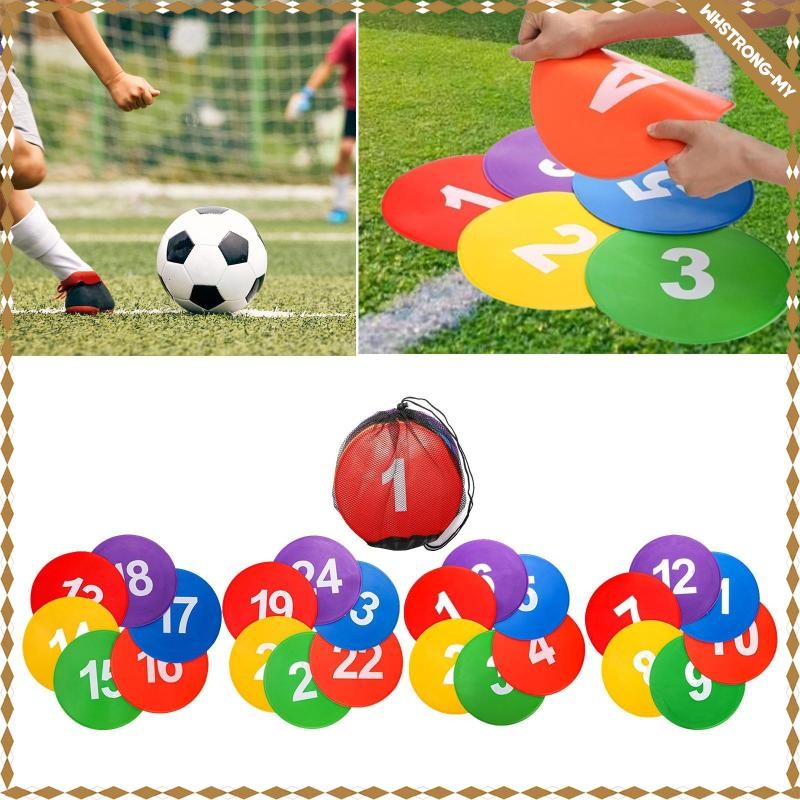 [WhstrongMY] 24 Pieces Sports Spot Markers Soccer Flat Field Cones ...