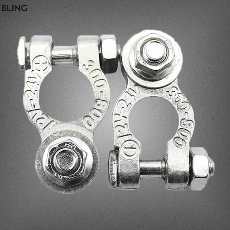 【BLING】 1 Pair Battery Terminal Clamp Zinc Alloy Positive & Negative ...