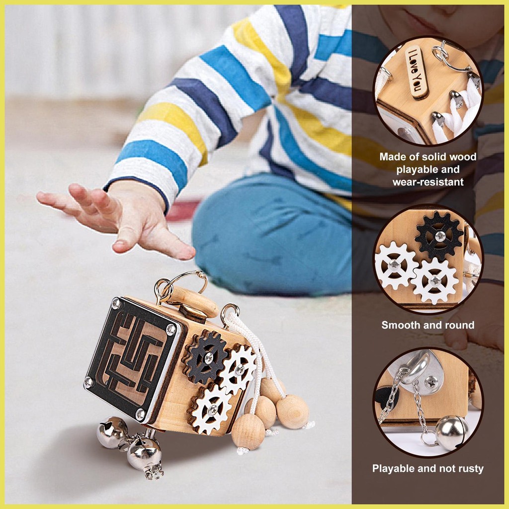 Kids Learning Cube Wooden Cube Travel Toy Educational Cube Travel Toy ...