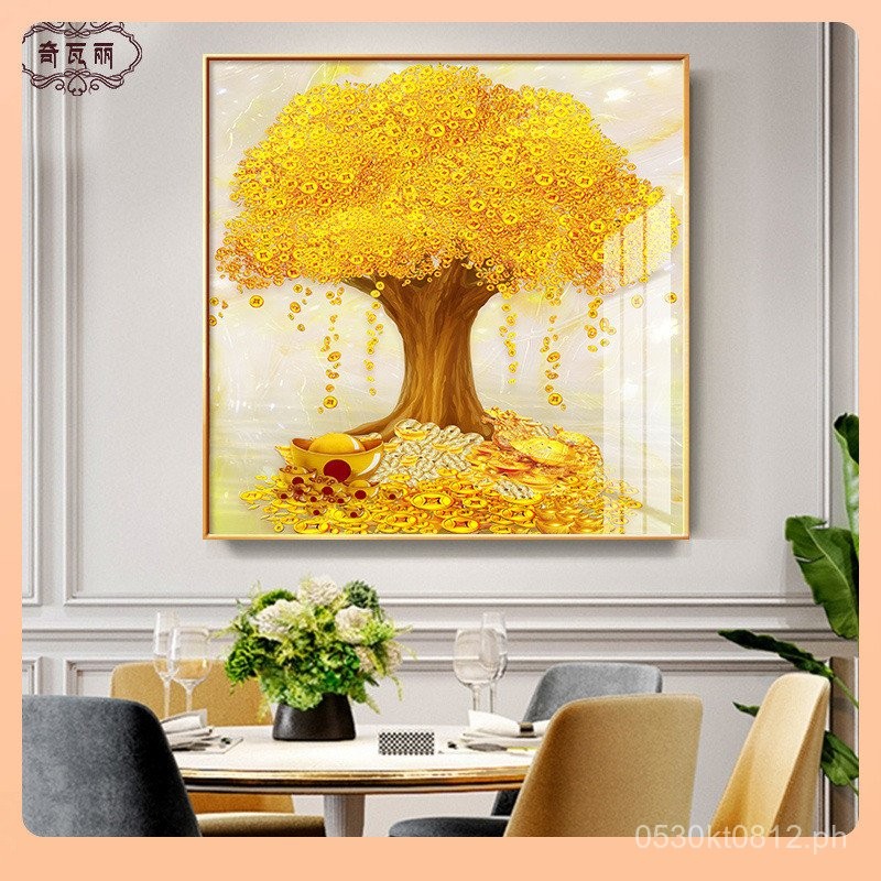 Golden Money Tree Painting for Restaurant Decoration, Entrance Hall ...