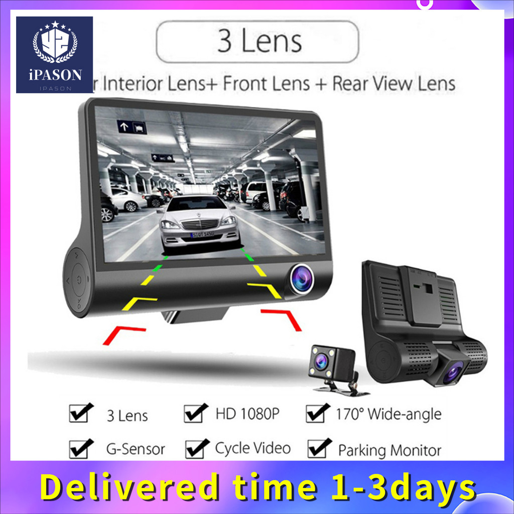 3in1 Dash Cam Car Camera DVR HD 1080P 170 Wide Angle Cycle Recorder G ...