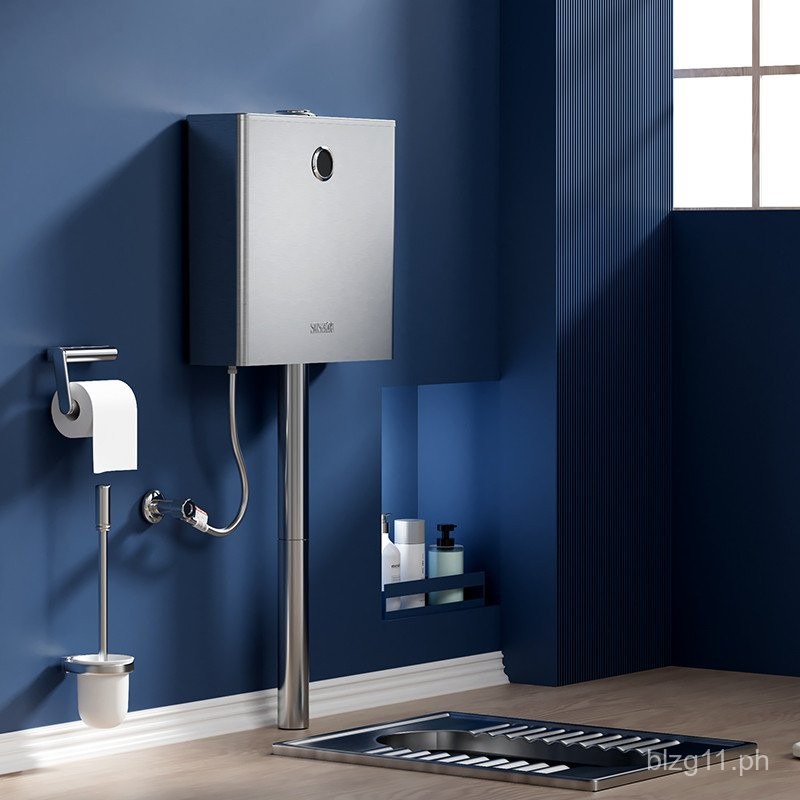 Stainless Steel Water Tank Household Bathroom Squat Toilet Sensor Flush Tank Toilet Energy ...