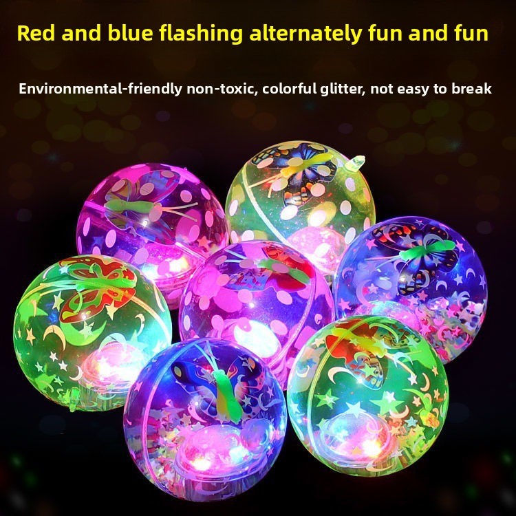 Flashing Crystal Ball Glowing Elastic Ball Printed Bouncing Flashing ...