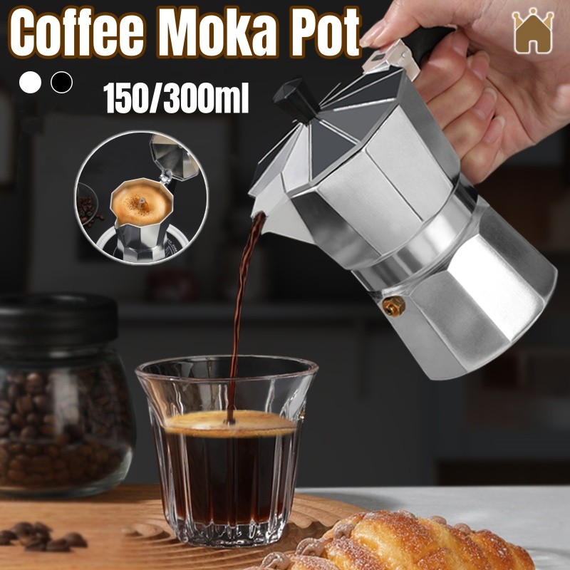 150/300ml Moka Pot Aluminum Moka Pot Coffee Pot Italian Top Espresso ...