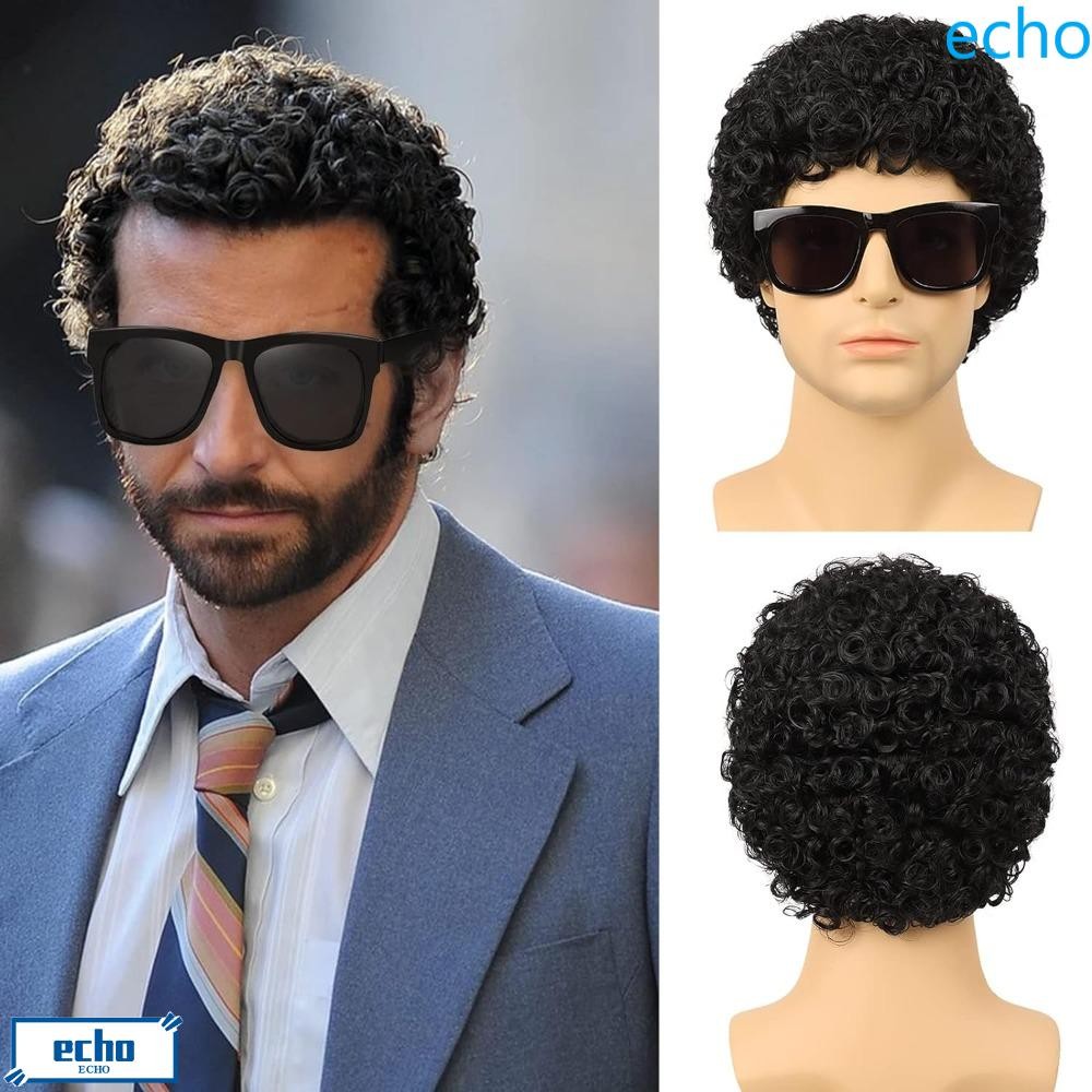 ECHOTHREAD Men's Cosplay Wig, Synthetic Halloween Short Curly Afro Wigs ...