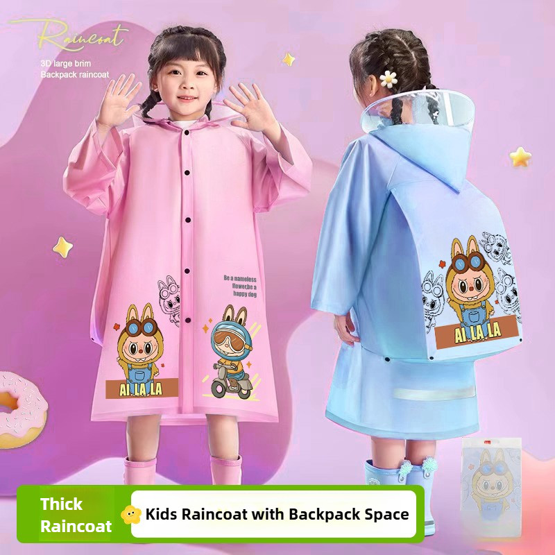 Raincoat for Kids 4-12 Years Old with School Bag Cartoon Cute Kids ...