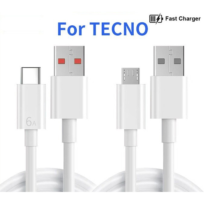 MANL 100% For Tecno Fast Charging Cable 6A Micro USB Type C Cable 1M 2M ...