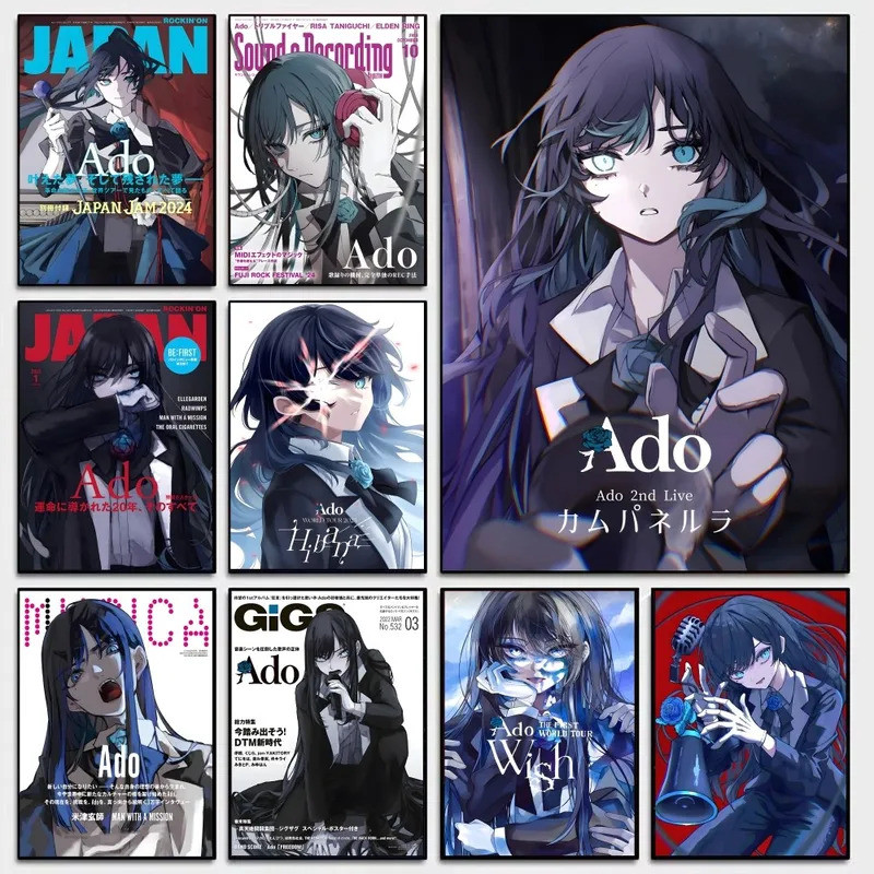 Anime Ado Classic Retro Poster Wall Art White Kawaii Room Decor,No ...