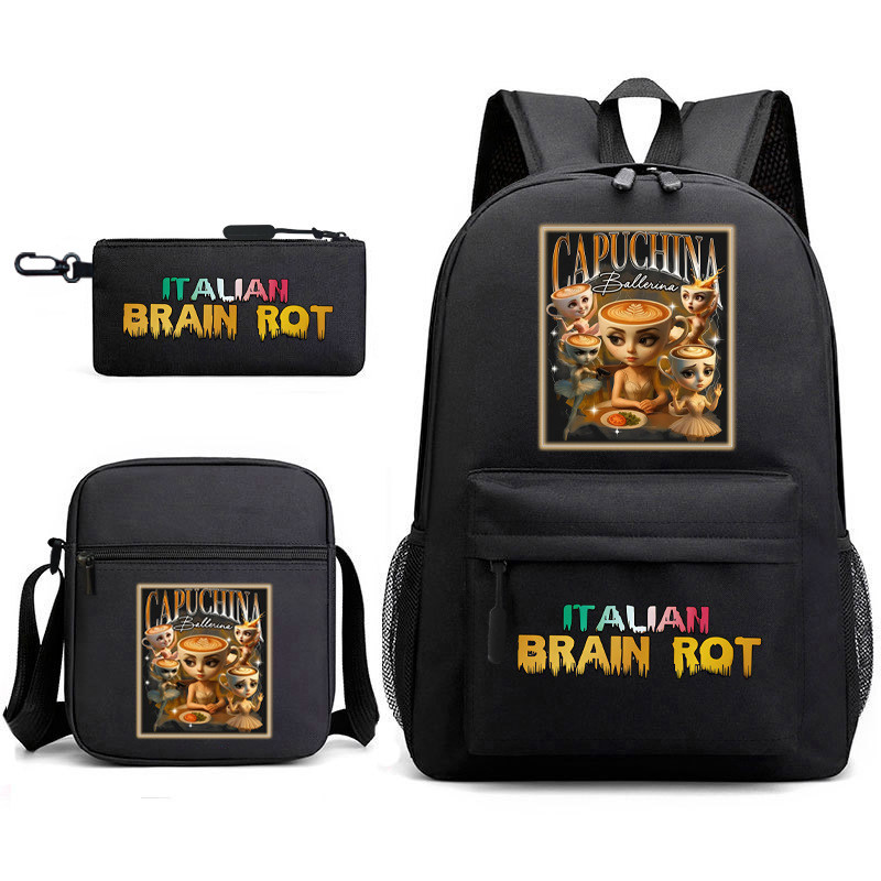 3in1 Brainrot Tung Tung Tung Student Backpack Sahur Cartoon Teenage ...