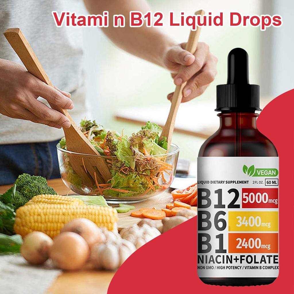 Vitamin B12 Complex Liquid Drops Daily Support Energy Metabolic Booster ...