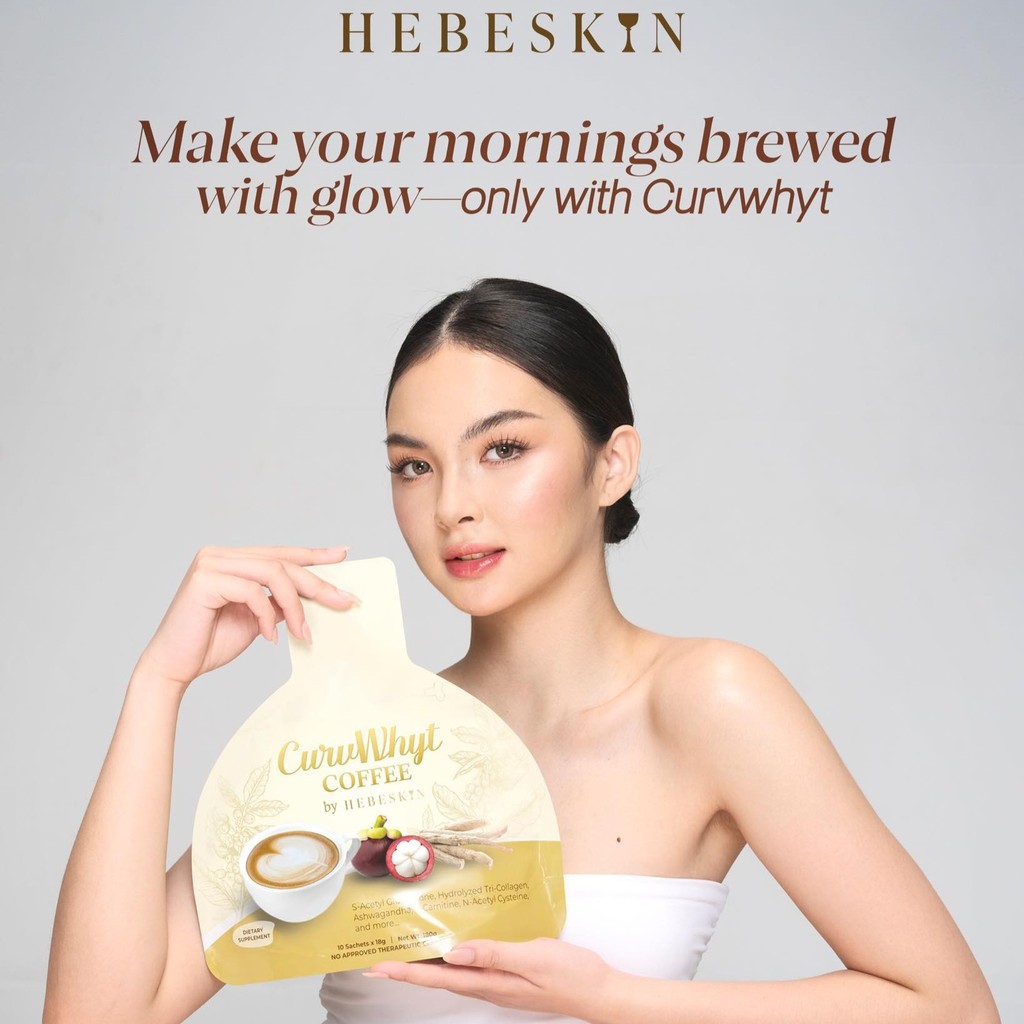 Curvwhyt Coffee by Hebeskin 10pcs per Pack with Glutathione and Collagen for Skin Bright L ...