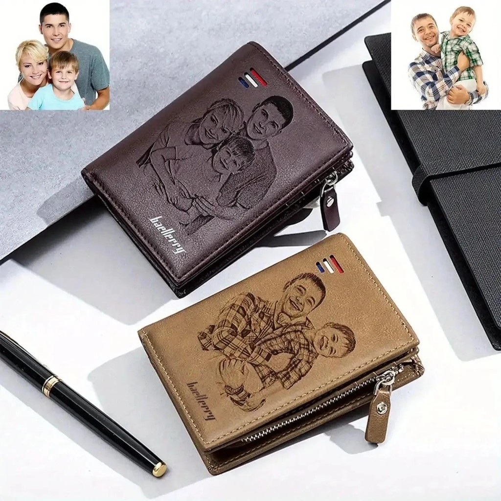 Custom Photo Text Men Wallet Engraved Picture Wallet High Quality PU ...