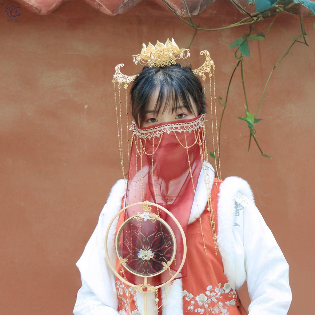 Chinese Ancient Face Veil with Beads Elegant Ancient Chinese Hanfu ...