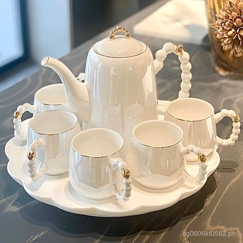 Luxury Style Housewarming High-Value Cup Teapot Full Set European Style Tea Set Dowry Ceramic ...