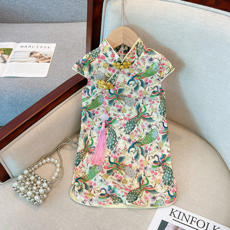 Girls Cheongsam Dress Chinese Style Princess Dress Summer Dress Floral ...