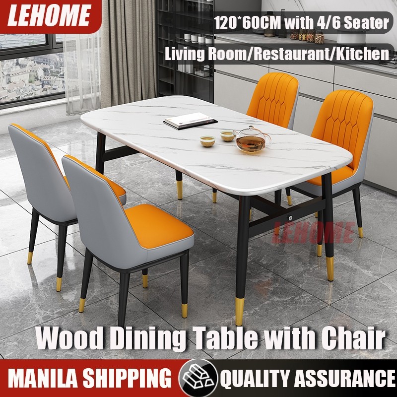Nordic Dining Table Set with Chair Wooden Dining Sets 4 Seaters Dining ...