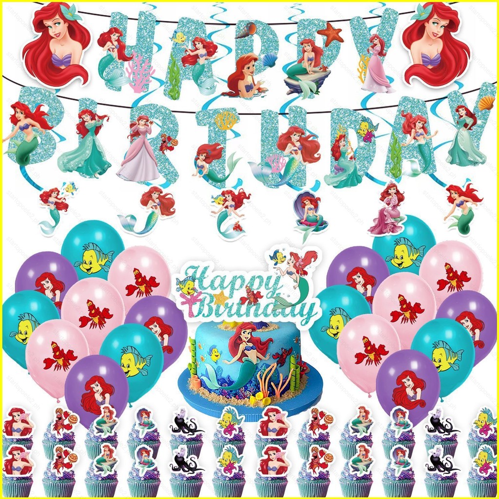 ST2 The Little Mermaid Theme kids birthday party decorations banner ...