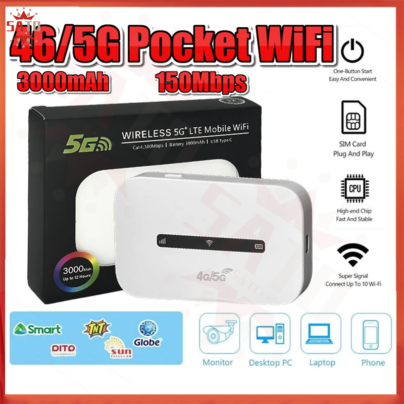 3000mAh 5G WIRELESS ROUTER Pocket WiFi Openline 4G/5G LTE Hotspot ...