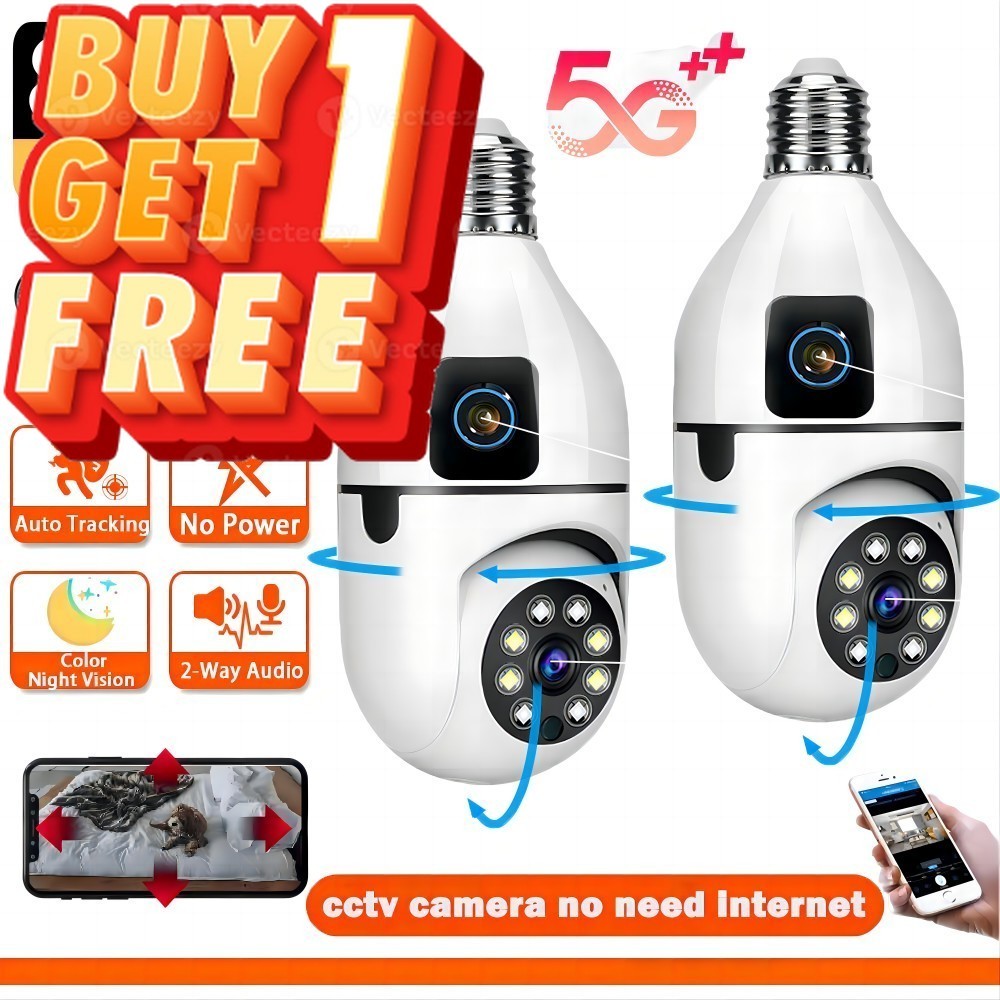 V380 Pro Bulb Dual Lens CCTV Camera Connect Cellphone Two-Way Audio 360 ...