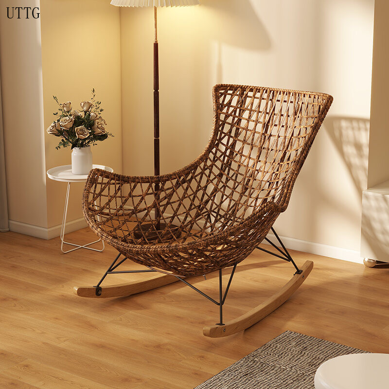 Rocking Chair Home Balcony Casual Outdoor Rattan Chair Living Room ...