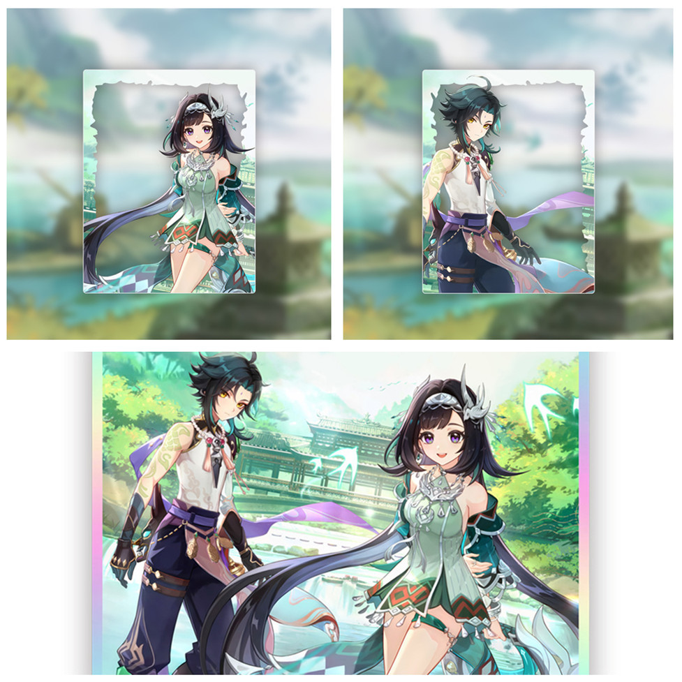 Genshin Impact Game Merch Xiao Lan Yan Strip Badge Standees Card ...