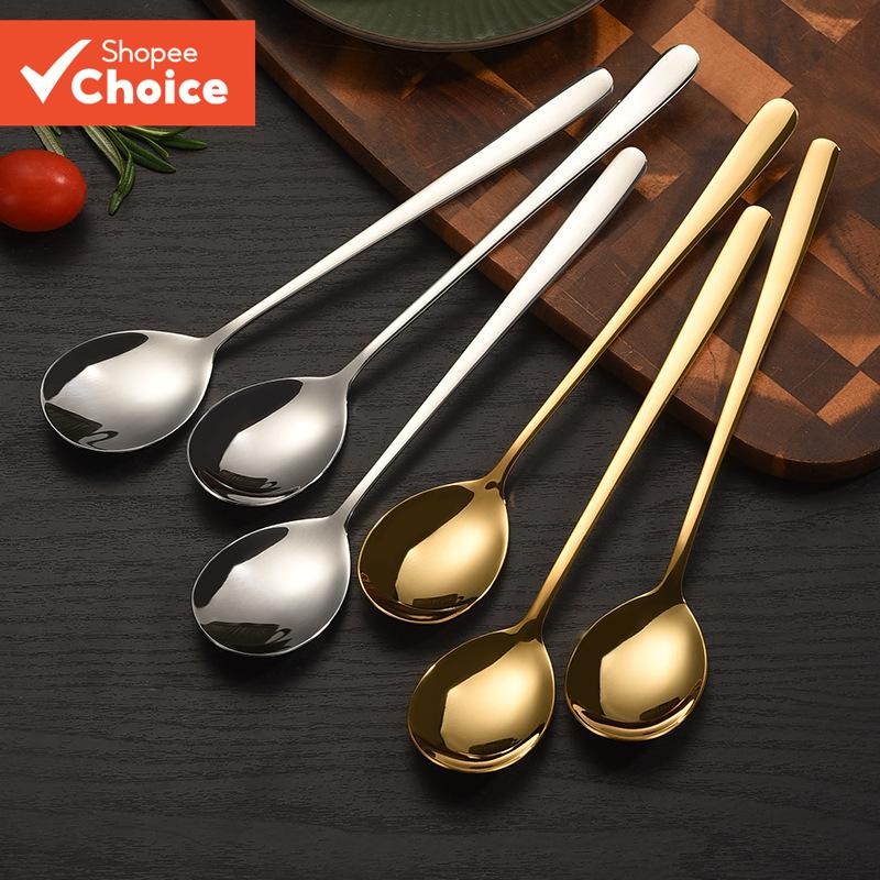 12 sets of 304 stainless steel Korean style long spoons, household ...
