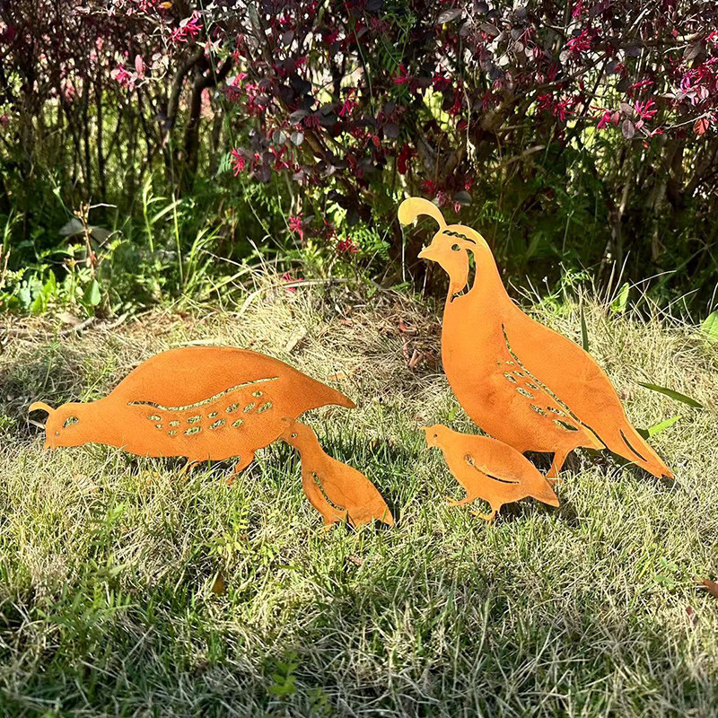 coloradoao 4pcs Metal Quail Garden Decorative Statues Standing Metal ...