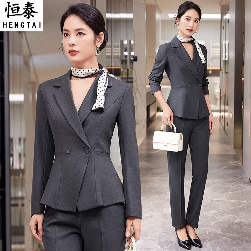 Gray Suit Set for Women Spring and Autumn Luxury Brand Sales Assistant ...