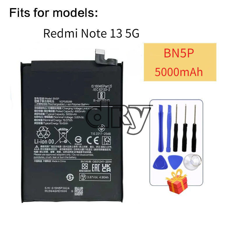 BN5P Battery 5000mAh For Xiaomi BN5P Note 13 Phone Batteries | Shopee ...