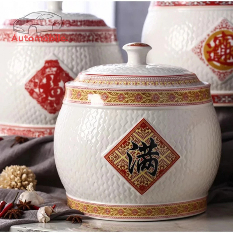 GZWT [COD]Ceramic Rice Storage/Rice Storage/ Rice Vase Porcelain Rice ...