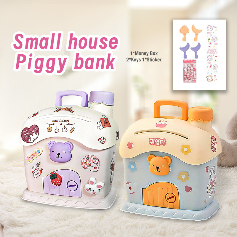 Cartoon House Cute Bear Bank Children Cute Doll Coin Cute Bear Bank ...