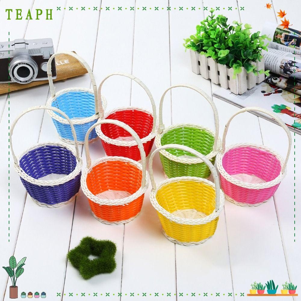 TEAPH Flower Storage Basket, Plastic Vine Beautiful Hand Made Storage ...