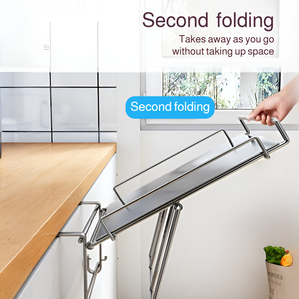 Stainless steel foldable kitchen countertop rack hanging cabinet door ...