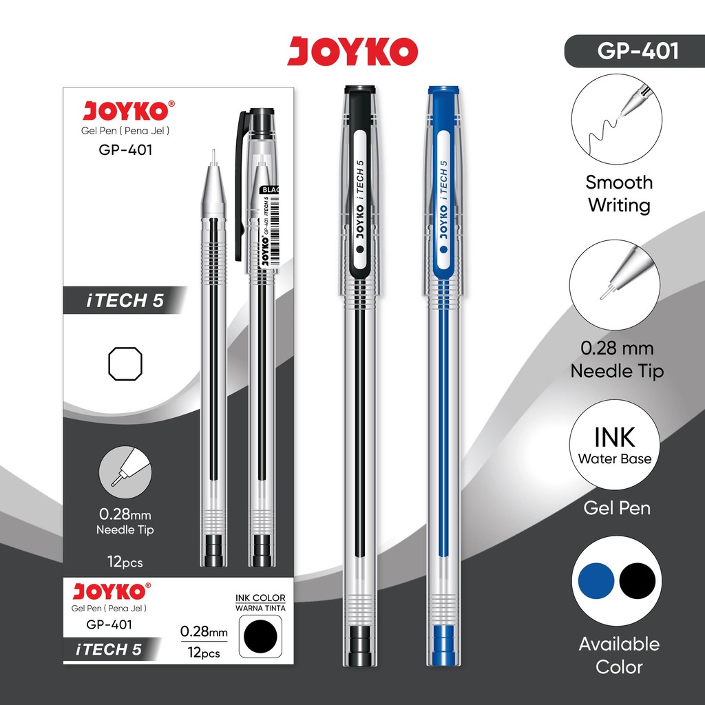JOYKO Gel Pen 1 Pack GP-401 I-Tech 0.28mm Contains 12 Pcs | Shopee ...