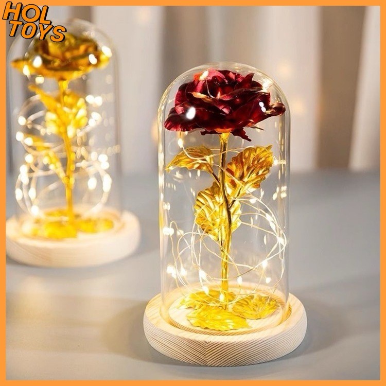 HOL Light Rose Artificial in Glass Dome Galaxy Rose Design as Unique ...