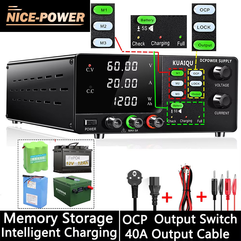 NICE-POWER DC Power Supply Variable, 30V 20A 600W High Power Bench ...